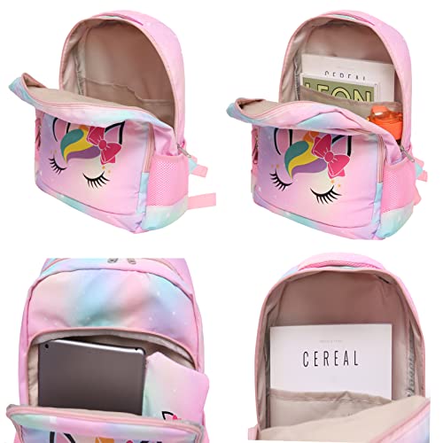 BIBDOO Kids Backpack for Girls with Insulated Lunch Box Toddler School Bag Set (Unicorn)