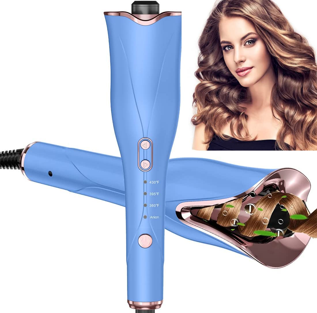 Auto Hair Curler, Upgrade Automatic Hair Curler with 1000W+ Negative Ion Iron Wand Professional Anti-Tangle Automatic Curling Iron, Dual Voltage Rotating Curling lron with Auto Shut-Off (Thoussilk)