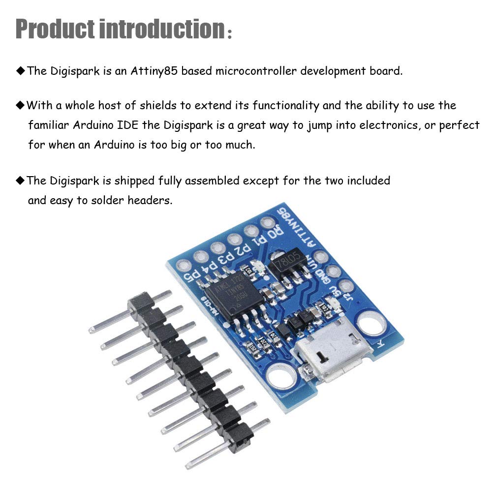Ximimark 2Pcs Digispark Kickstarter Mini ATTINY85 USB Development Board Module for Arduino IDE 1.00