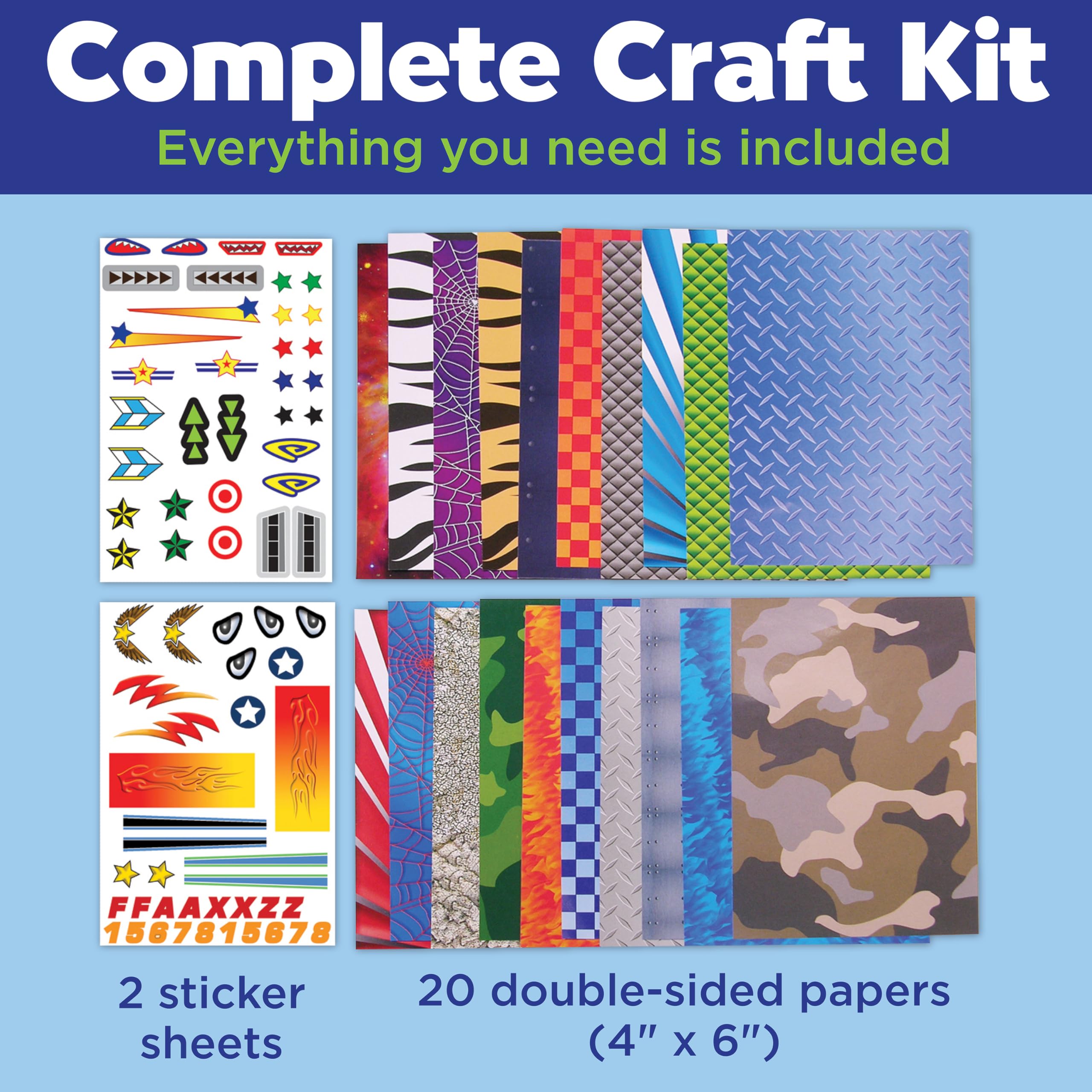 Creativity for Kids Paper Airplane Squadron - Create 20 Paper Airplanes, Crafts for Boys and Girls, Stocking Stuffers and Gift for Boys, Kids Activities for Ages 6-8+