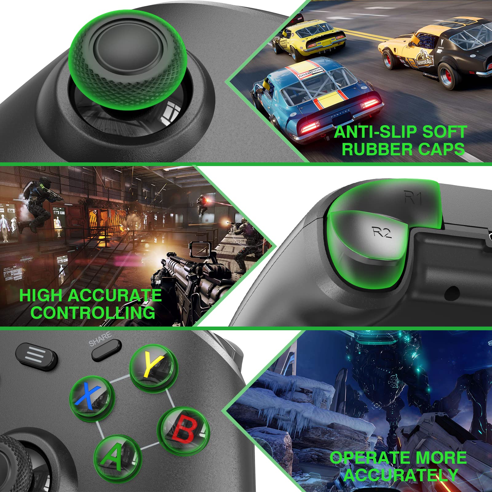 ABTKN Wireless Controller for Xbox Series X|S, Video Game Controller Compatible with Xbox One and PC Windows 7/8/10/11 with 600mAh Battery (No Headphone Jack)