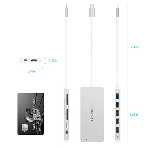 LENTION USB C Hub with 3-Slot Card Reader, 4K HDMI, USB 3.0, USB 2.0, Type C Data/Charging Compatible 2023-2016 MacBook Pro, New Mac Air/Surface, Stable Driver Certified Adapter (CB-C19, Silver)