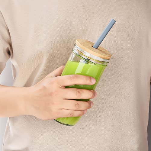 ALINK 8-Pack Reusable Silicone Straws - Long Flexible Rubber Silicone Drinking Straws for RTIC/Yeti 30 oz Tumblers, Jars, with 2 Cleaning Brush