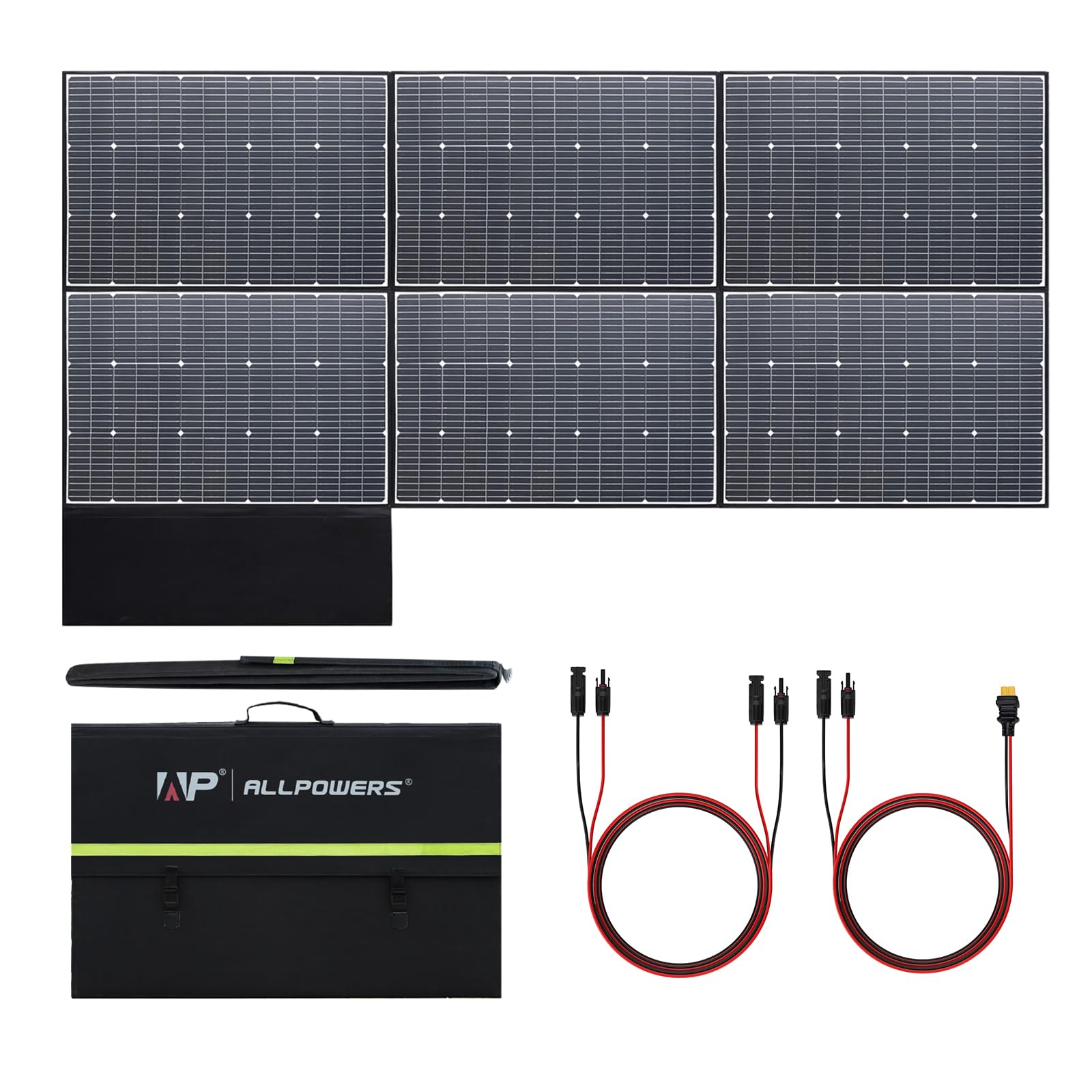 ALLPOWERS SP039 600W Monocrystalline Portable Solar Panel Waterproof IP67 RV Solar Panel Kit with 44V Output Foldable Solar Charger for Outdoor Adventures Power Outage Solar Generator