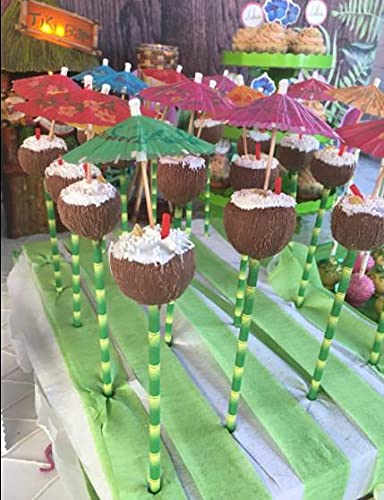 ALINK Bamboo Print Paper Straws, Biodegradable Disposable Party Drinking Straws for Juices, Shakes and Smoothies, Pack of 100