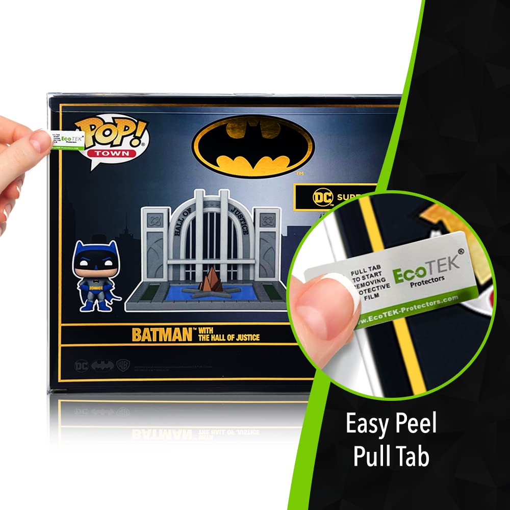 EcoTEK Protectors Compatible with Funko POP Town Vinyl Figures Strong Pop Protector, Crystal Clear Case, Heavy Duty Acid Free w/ Protective Film & (5 Pack)