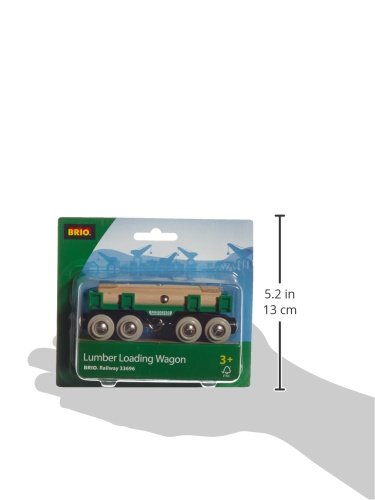 BRIO World - 33696 Lumber Loading Wagon | 4 Piece Toy Train Set for Kids | FSC-Certified Wooden Components | Ideal for Ages 3 and Up - Green