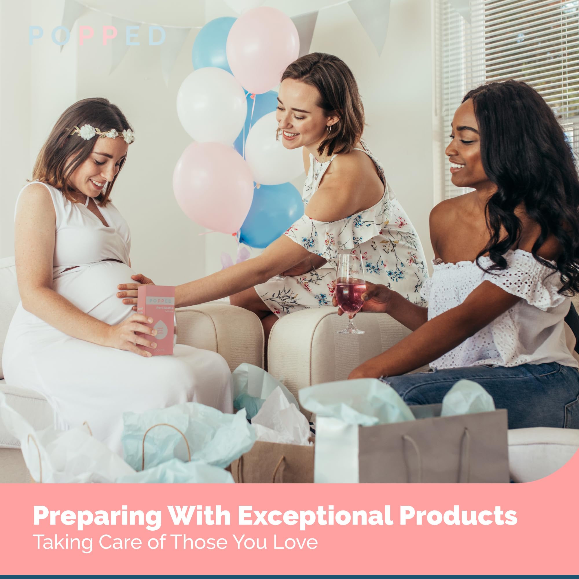 Popped Peri Bottle for Postpartum Care | Portable Bidet | Spray Bottle for Pain Relief, Tears, and Hemorrhoids After Birth | Postpartum Essential (Pink, 10 oz)