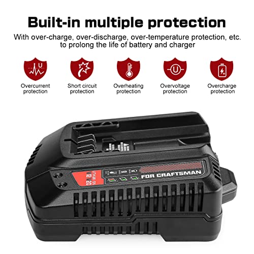 AYTXTG CMCB104 Replacement for Craftsman 20V Battery Charger,Compatible with Craftsman 20V Max V20 Lithium Battery CMCB202 CMCB204 CMCB201 CMCB206 CMCB209