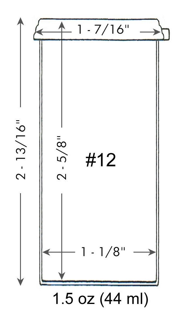 Graduated Vial - Clear Polystyrene Measuring Container, 12 Dram/40 ml, with Snap Caps (12)