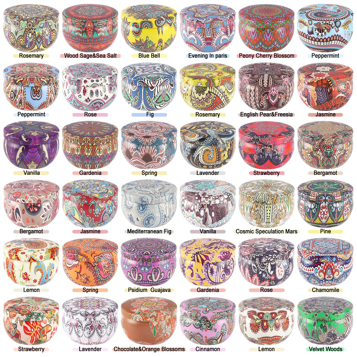 Bauhinia Scented Candles Soy Wax Tin Candles, Natural Fragrance Candles for Stress Relief and Aromatherapy Candles-36 Pack