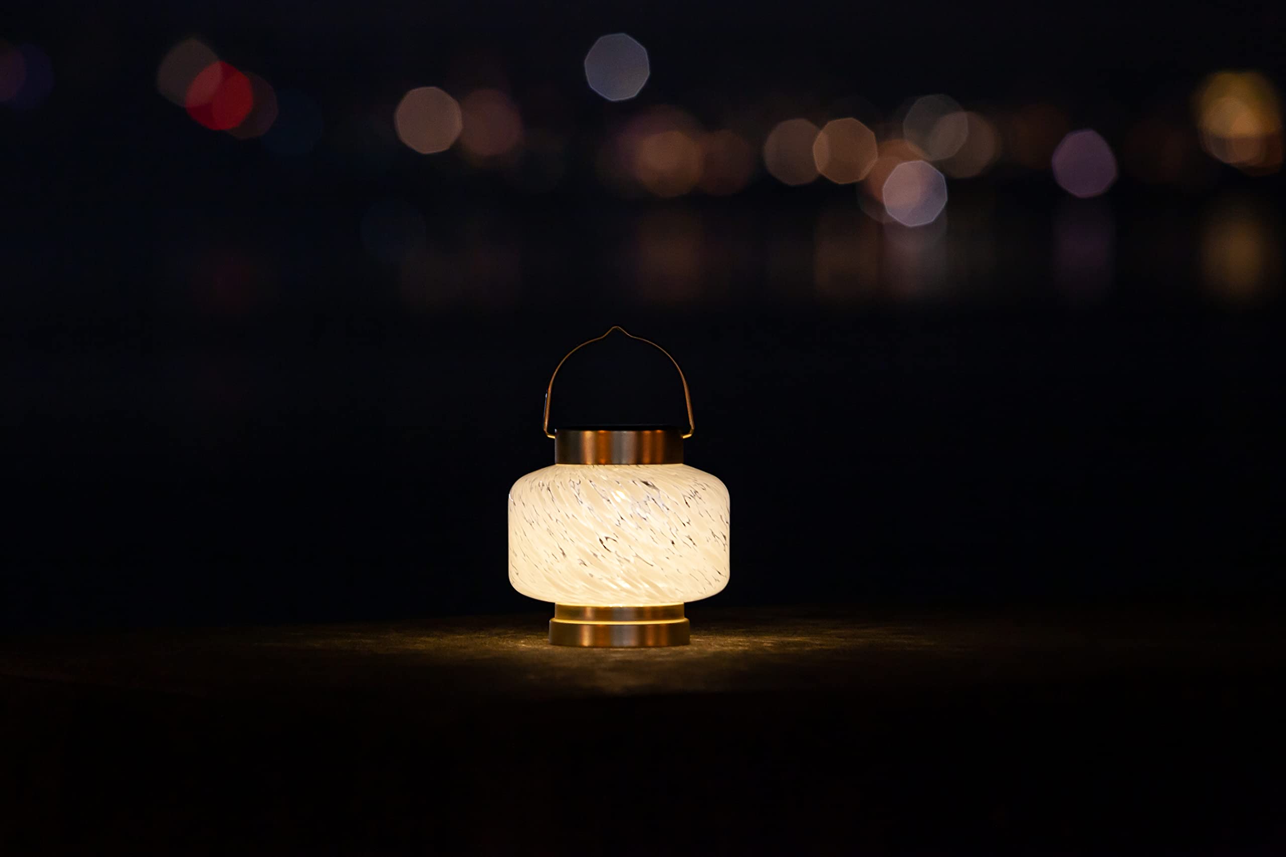 Allsop Home and Garden Solar Boaters Lantern Square, Handblown Glass with Solar Panel and LED Light, Weather-Resistant for Outdoor Deck, Patio, Garden, Square/White, 1-Count