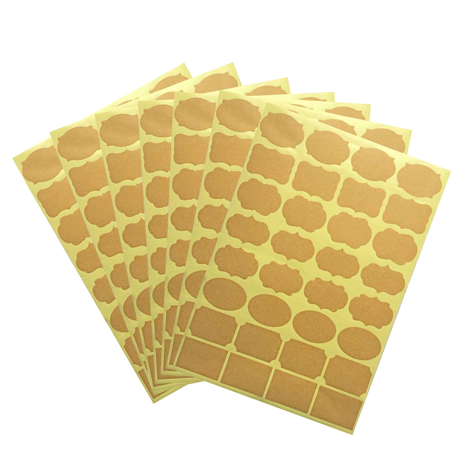 Remarkable Fancy Shape Kraft Paper Stickers Labels for Essential Oil Bottle Food Jars,Herb Jars, Spice Jars (7 Sheets)