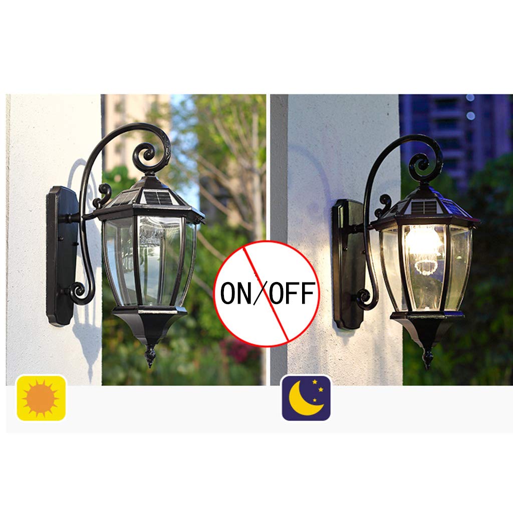 ADKINC Solar Wall Lights Outdoor,One-Light Exterior Wall Lantern,2 Modes Solar Led Waterproof Lighting for Deck,Transparent Glass,Easy-to-Install Security Lights for Front Door, Yard, Garage, Deck (
