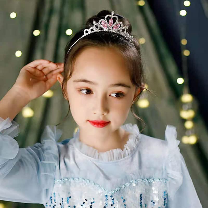 Brishow Rhinestone Girls Tiara and Crown Silver Crystal Princess Crowns Birthday Party Headband Tiaras (Pink)