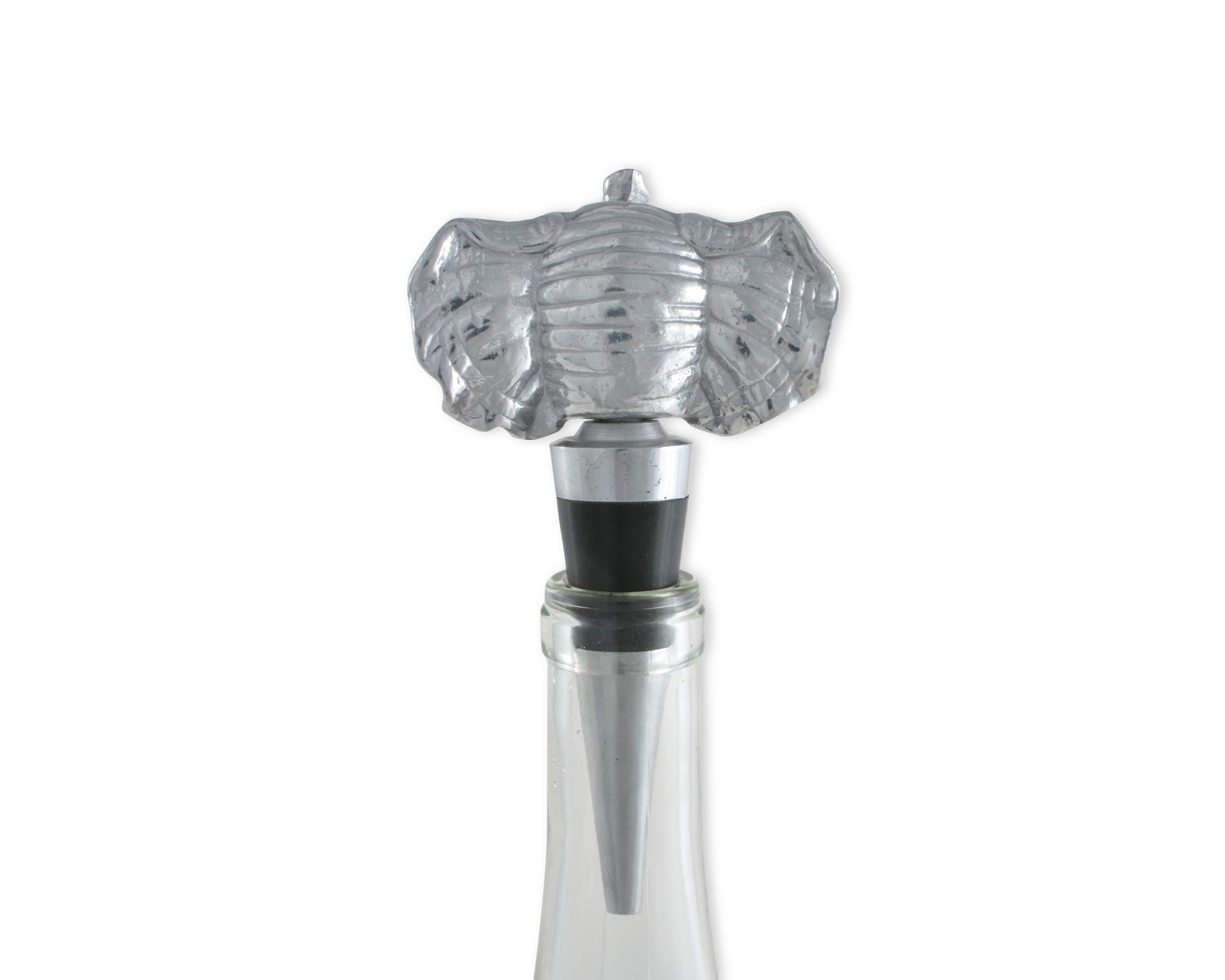 Arthur Court Designs Aluminum Elephant Bottle Stopper Wine Topper Silicone Saver 5 inch Tall