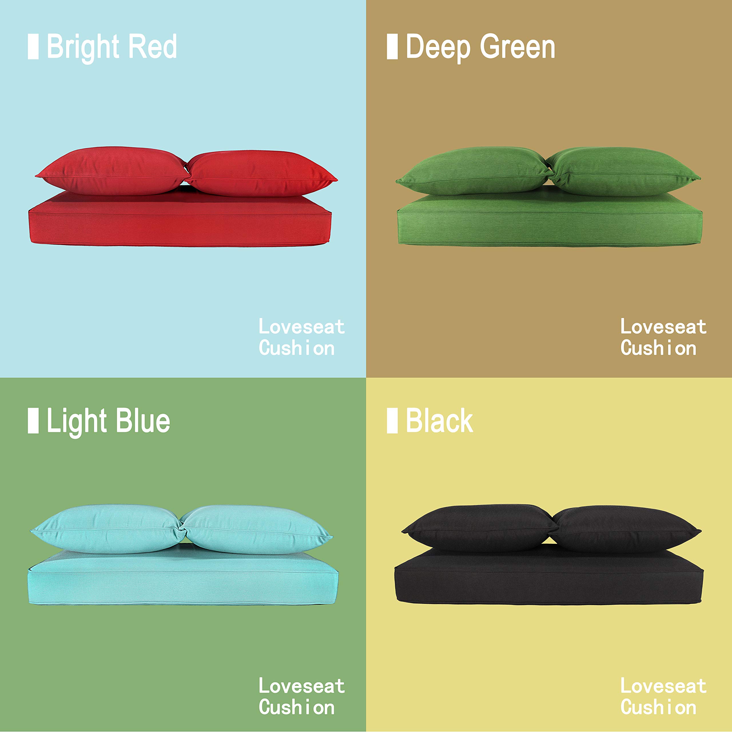 BOSSIMA Patio Furniture Cushions Comfort Deep Seat Glider Loveseat Cushion Indoor Outdoor Seating Cushions Deep Green