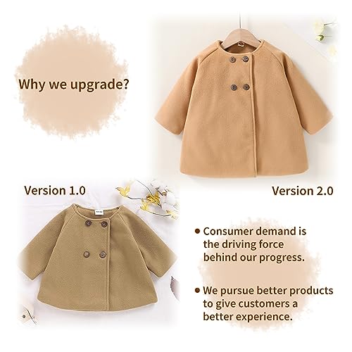 SWNONE Baby Coats Fall Winter Kid Baby Girl Cloak Button Jacket Clothes Baby Outwear Clothes (Khaki Coat, 12-18 m)