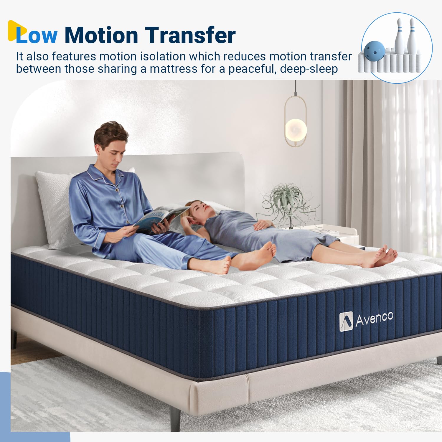 Avenco King Size Mattress. 12 Inch Hybrid King Mattress in a Box with Latex Memory Foam, Medium Firm King Bed Mattresses CertiPUR-US Certified, Motion Isolation