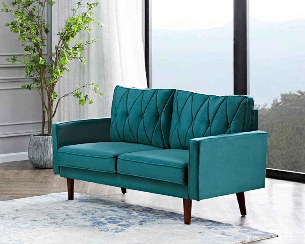 US Pride Funiture Modern Style Upholstered Tufted 57.5'' Wide 2 Seater Loveseat