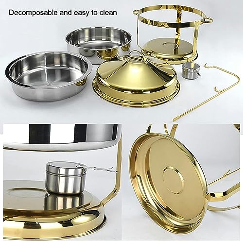 9L Full Size Round Chafing Dish with Hanger, Stainless Steel Chafer Set Buffet Food Warmer Keeps Food Warm in All Catered Events