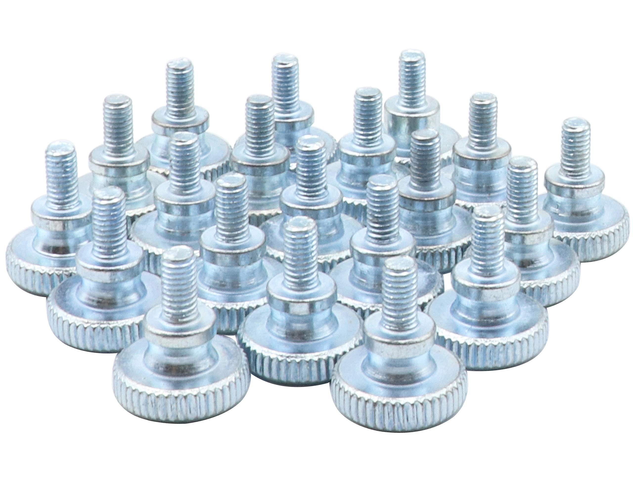 LBY 30pcs Knurled Hand Screw, M3 x 6mm Flat Knurled Head Fully Threaded Thumb Screws(Double Layer Step), Carbon Steel Galvanize