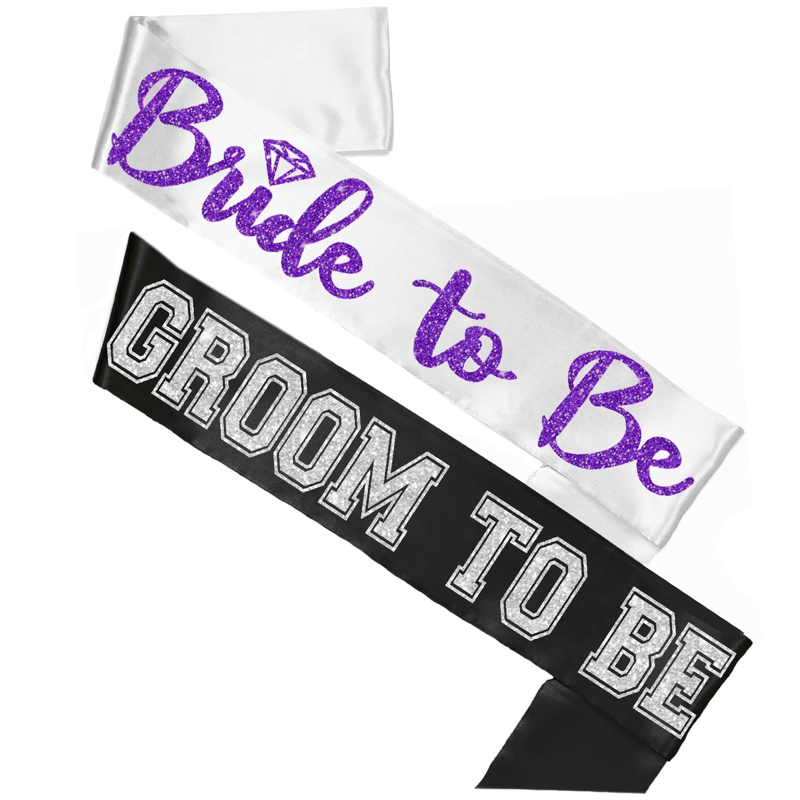 Bride To Be Sash Purple - BRIDAL GRADE SATIN Silver Sparkle Diamond Bride To Be Violet Purple Sash - Bridal Shower Gifts - Purple Sash(SlvDiaB2B)