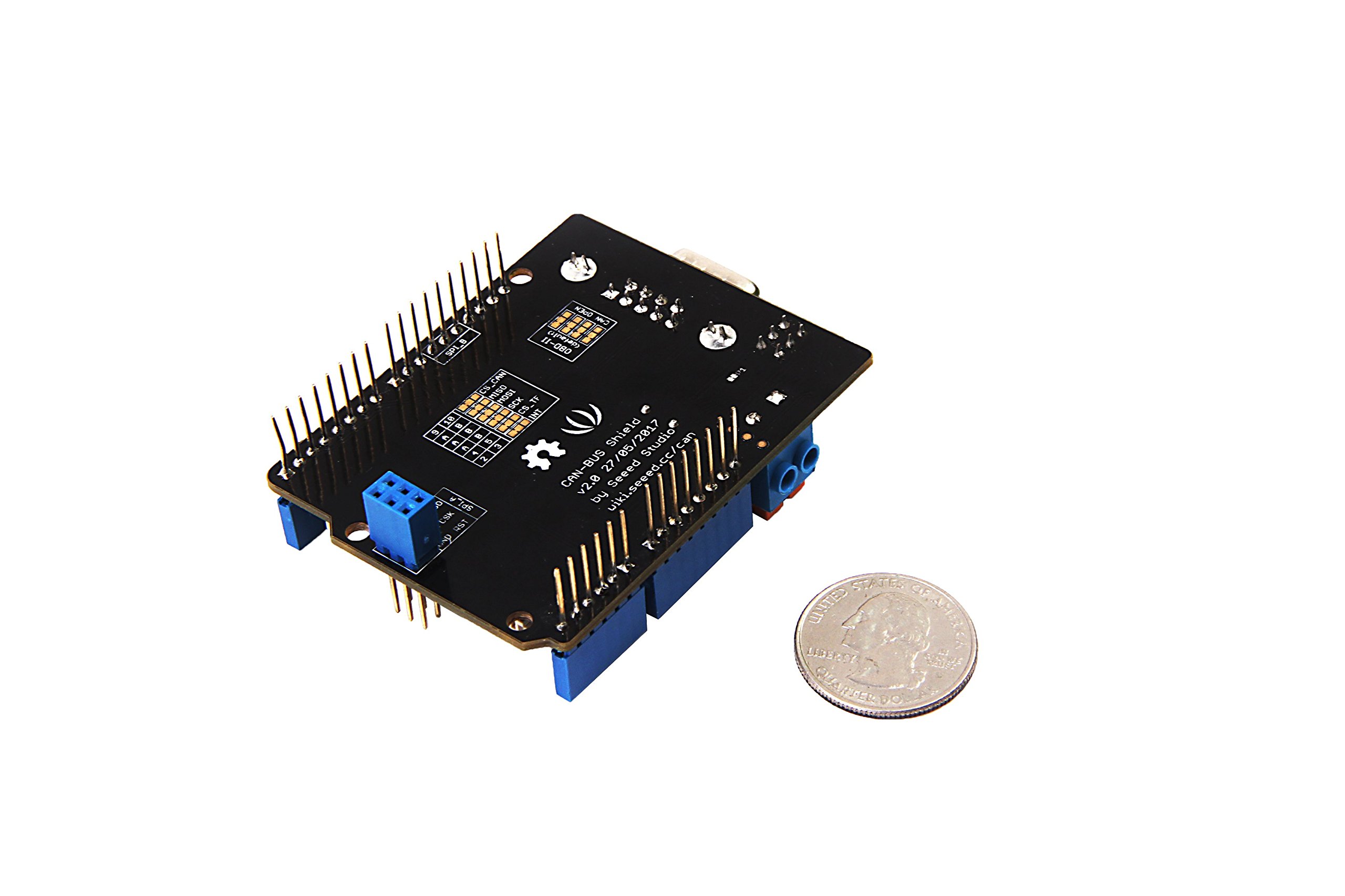 Seeed Studio CAN-Bus Shield V2 Compatible with Arduino for Controller and Transceiver, Arduino Shield Adopts MCP2515 and MCP2551.