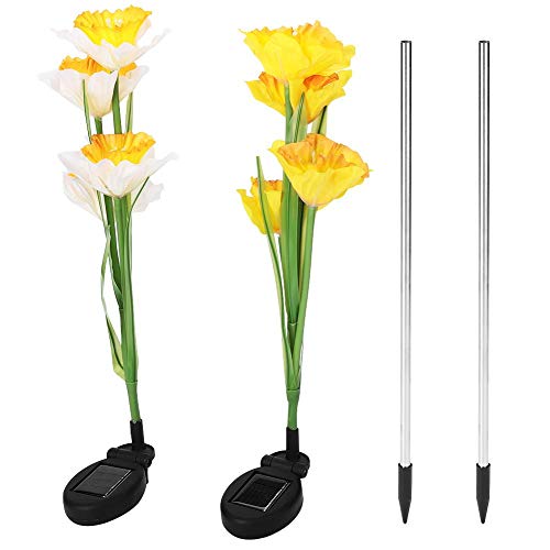 Alinory Lights, Outdoor Solar Powered LED 4 Daffodil Yellow Flowers Lights Lamp for Garden Patio Backyard Decoration Home