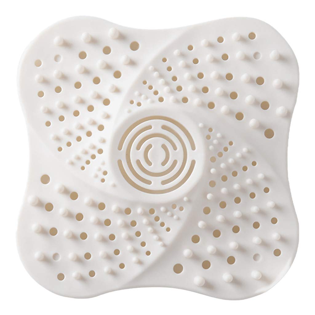 Bathroom Drain Cover, Hair Catcher Drain Strainer Covers for Shower, Swirl Square Silicone Bathtub Hair Stopper for Bathroom Kitchen, Bathtub Sink Strainer Filter with Suction Cups