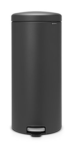 Brabantia newIcon Pedal Bin with Plastic Insert, Dustbin, Step Trash Can, Mineral Infinite Grey, 30 L, 114663