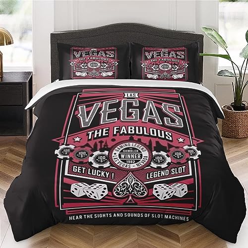 Duvet Cover Twin Size, Gaming Vintage Game City Bedding Set with Zipper Closure for Kids and Adults, Money Red America Comforter Cover with Pillow Sham for Bedroom Bed Decor