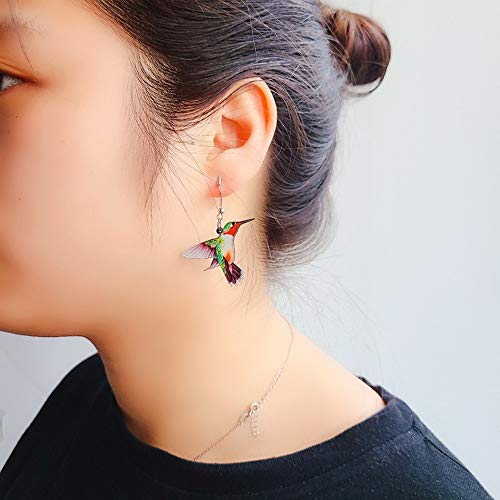 9Pairs Novelty Parrot Owl Dove Bird Acrylic Dangle Drop Earrings Creative Cool Eagle Earrings For Women Cute Animal Jewelry Gifts