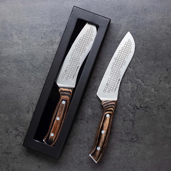 Refika'dan Chef's Knife 6 Inch, Everyday Kitchen Knife, Ergonomic Stainless Steel Knife with Brown Wooden Handle