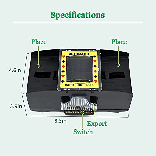 SZBJSMF Card Shuffler 2 Deck, Automatic Card Shuffler with 4 AA Battery for Deck of Playing Card, UNO, Texas Hold'em, Poker, Home Card Games, Blackjack