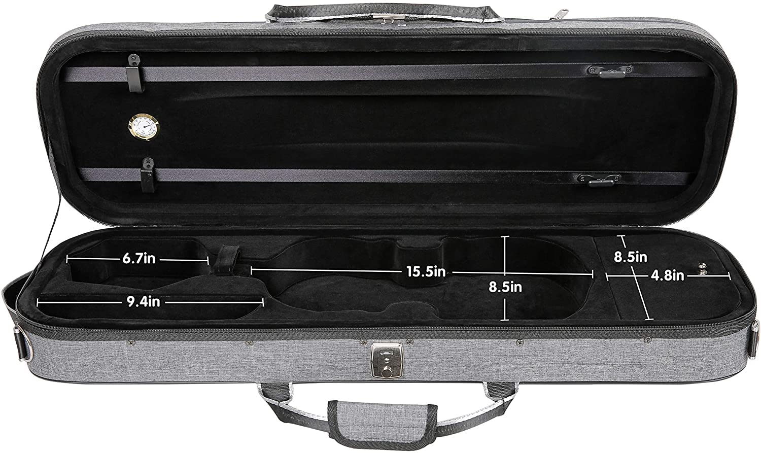 adm 4/4 Full Size Violin Case Oblong Violin Hard Case with Built-in Hygrometer,Super Lightweight Portable with Carrying Straps