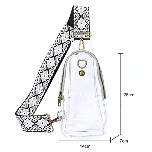 Clear Sling Bag Stadium Approved Crossbody Chest Bags for Women Fanny Pack Small Clear Daypack Shoulder Backpacks