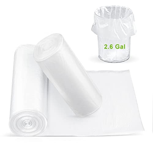 Clear Trash Bags - 100 Clear 2.6 Gallon Small Garbage Bags(white) for home office kitchen Trash Can Bathroom Bedroom…