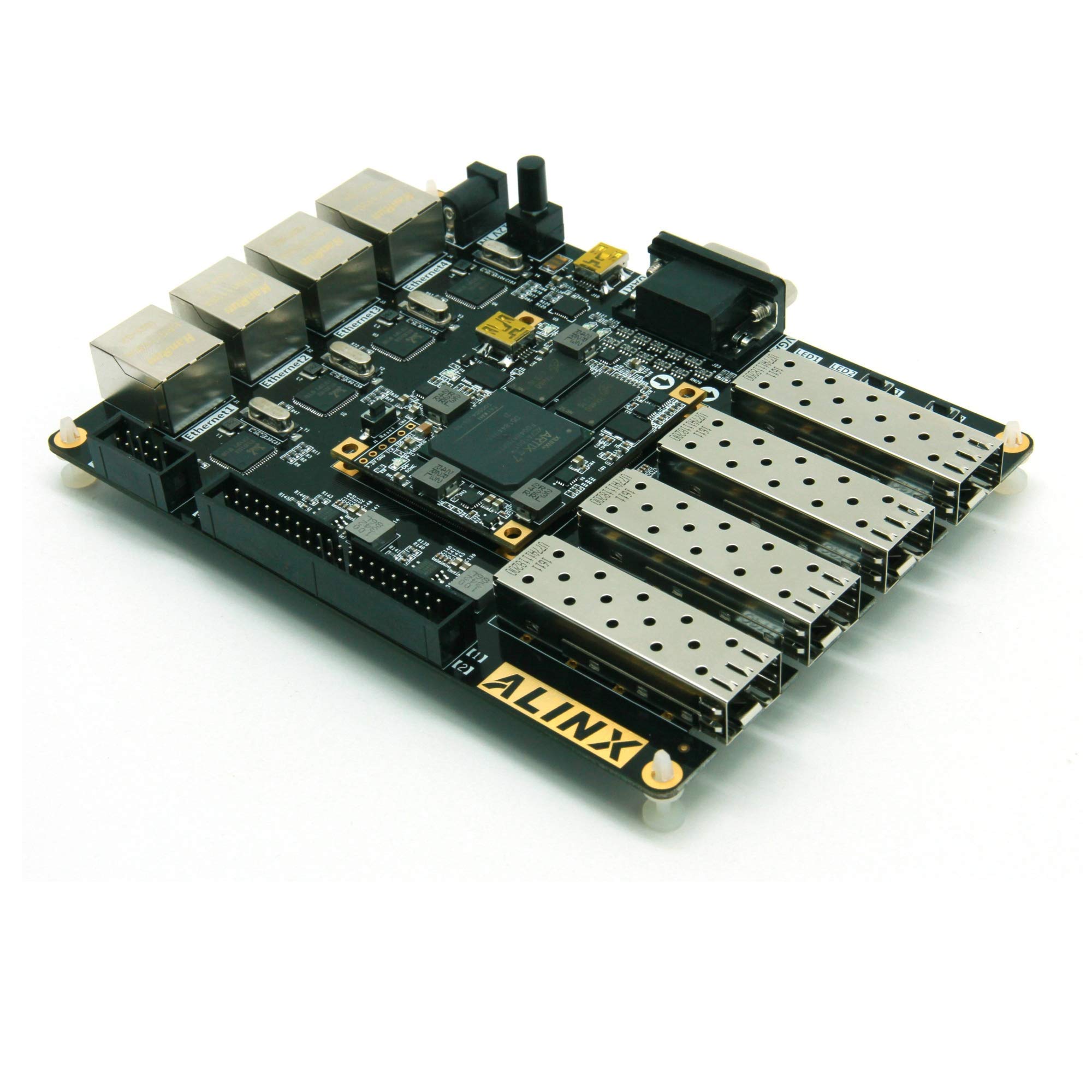 ALINX Brand XILINX A7 FPGA Development Board Artix-7 XC7A100T 4 Ethernet 4 SFP RS232 VGA fpga Evaluation kit (FPGA Board + Platform Cable USB + AD Module)