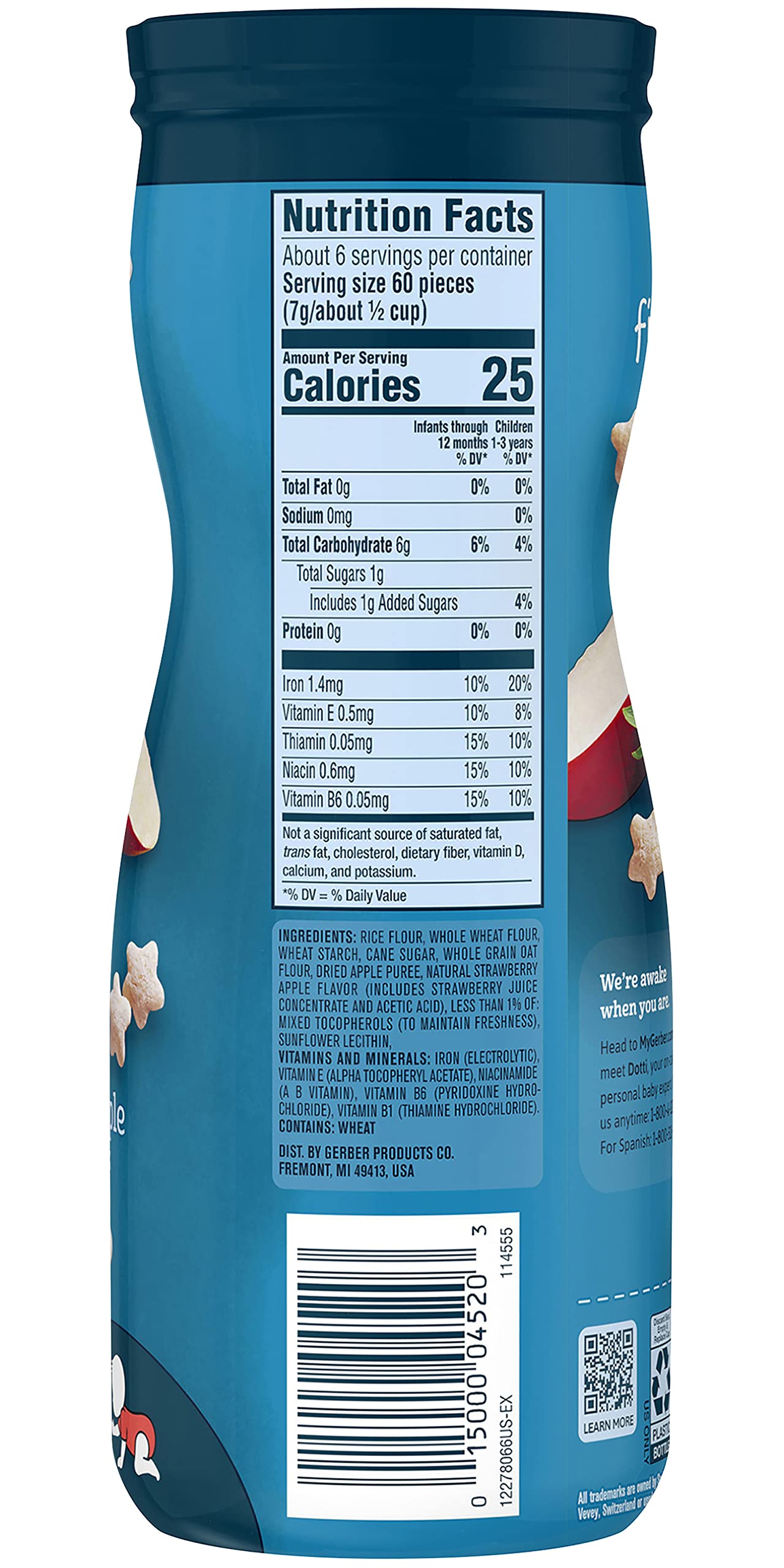Gerber Graduates Puffs Strawberry Apple , 1.48 oz