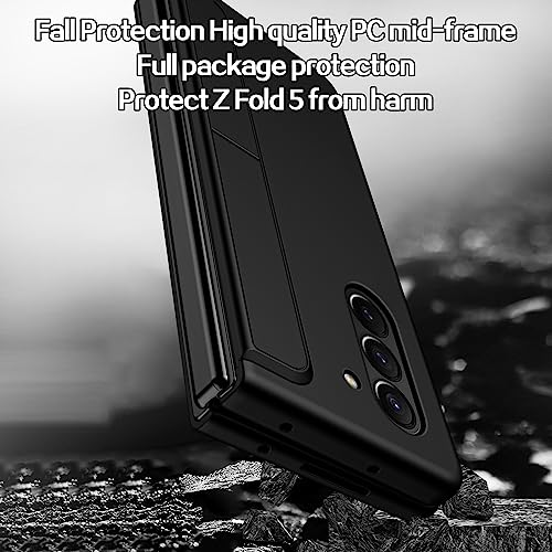 for Samsung Z Fold 5 Case with Pen, [Changable S Pen Holder & Kickstand ] [Support Wireless Charging] Z Fold 5 Case, Hard PC Shockproof Anti-Scratch Case for Samsung Galaxy Z Fold 5 (Ice Blue)