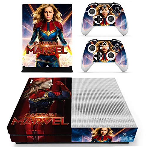 Adventure Games - Captain Marvel - Vinyl Console Skin Decal Sticker + 2 Controller Skins Set - Compatible with XBOX ONE S gaming console systems