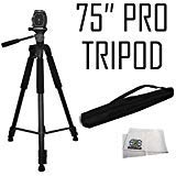 75" Professional Heavy Duty 3-Way Pan Head Tripod for JVC GY-HD110U, HD200U MiniDV Camcorders & Video Cameras