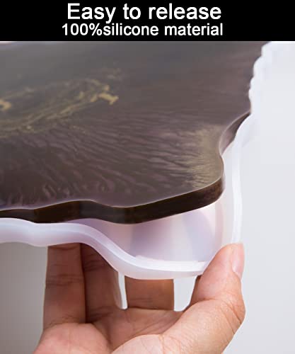 Booshow XL Resin Tray Mold Silicone & 3Pcs Geode Coaster Molds for DIY Crafts, Epoxy Resin Casting Molds for Making Faux Agate Tray, Serving Board, Home Decorations