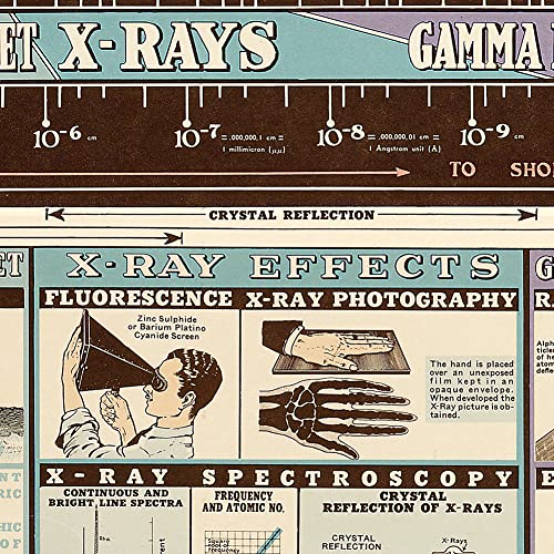 Chart of Electromagnetic Radiations Poster 1944 Vintage Wall Art Print - W.M. Welch Scientific Company (Canvas, 24 x 36 inches)