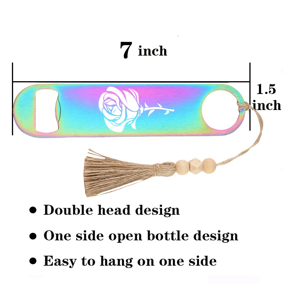 Bar Key for Bartenders Girls, Rose Woman Bartender Opener Rainbow Stainless Steel Bottle Opener, Funny Flat Bottle Opener Bartender Gift for Bartender Woman…