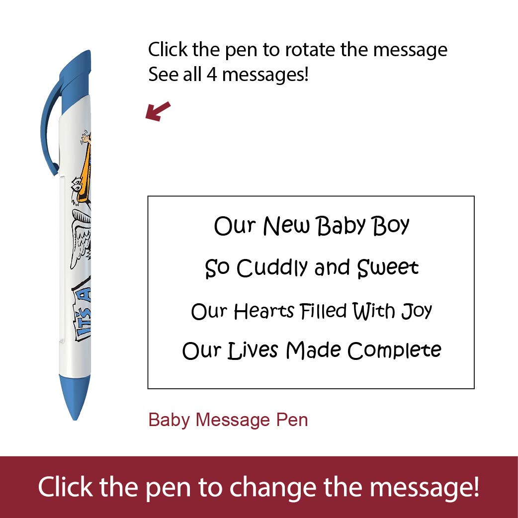 Greeting Pen Baby Pen- It's a Boy! Stork Baby Shower Favor/Birth Announcement Rotating Message 6 Pen Set 36005