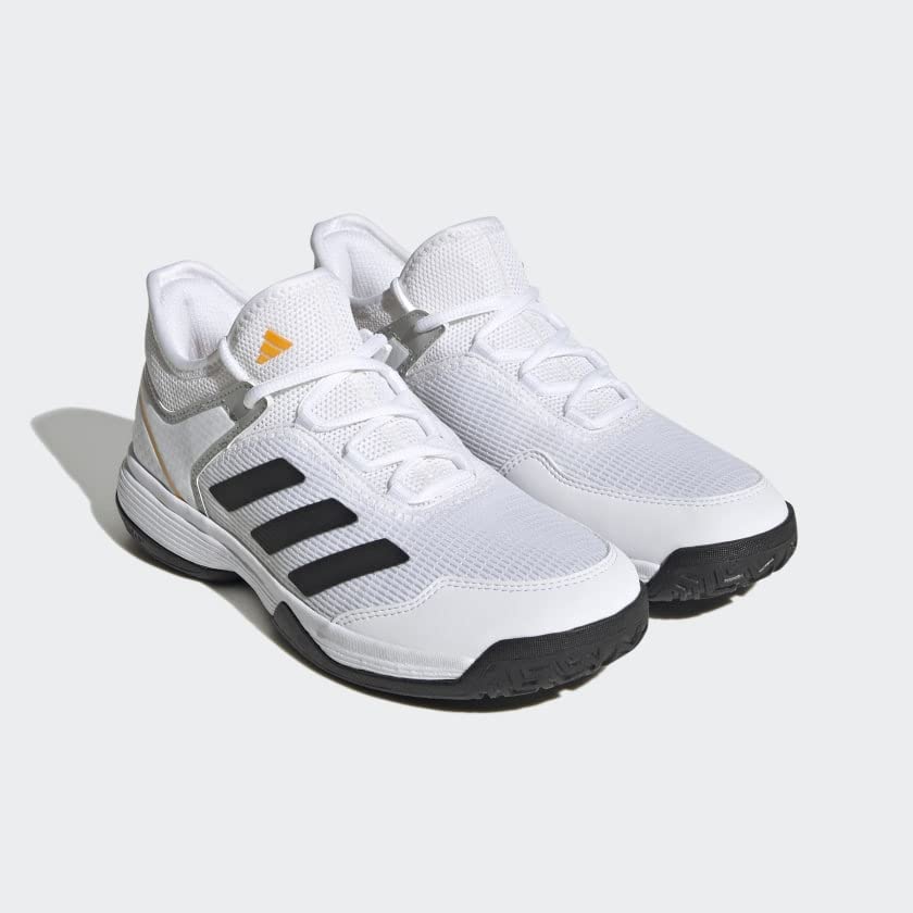 adidas Adizero Ubersonic 4 Tennis Shoe, White/Core Black/Solar Red, 3.5 US Unisex Big Kid