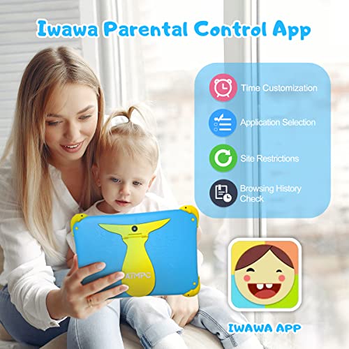 ATMPC 8 inch Tablet for Toddlers Android 11 Kids Tablet with WiFi Dual Camera 2GB 32GB Storage 1280 x 800 IPS Touch Screen Tablet for Kids, Iwawa Parental Control Mode, GMS Certified for Boys Girls
