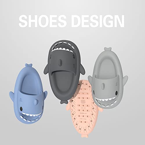 ChayChax Boys Girls Cloud Shark Slides Novelty Sandals Toddlers Cute Non-Slip Beach Pool Shower Slippers with Comfy Cushioned Thick Sole,Haze Blue,3-4 Big Kid